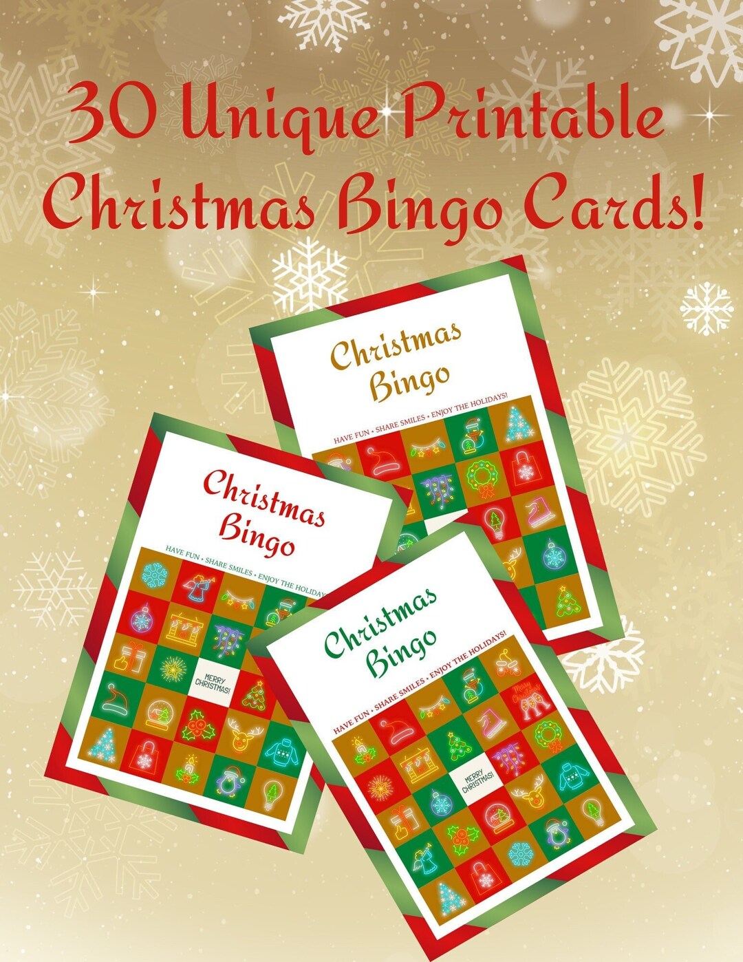 Christmas Bingo PRINTABLE Game - Holiday Game - Party Game for the ...