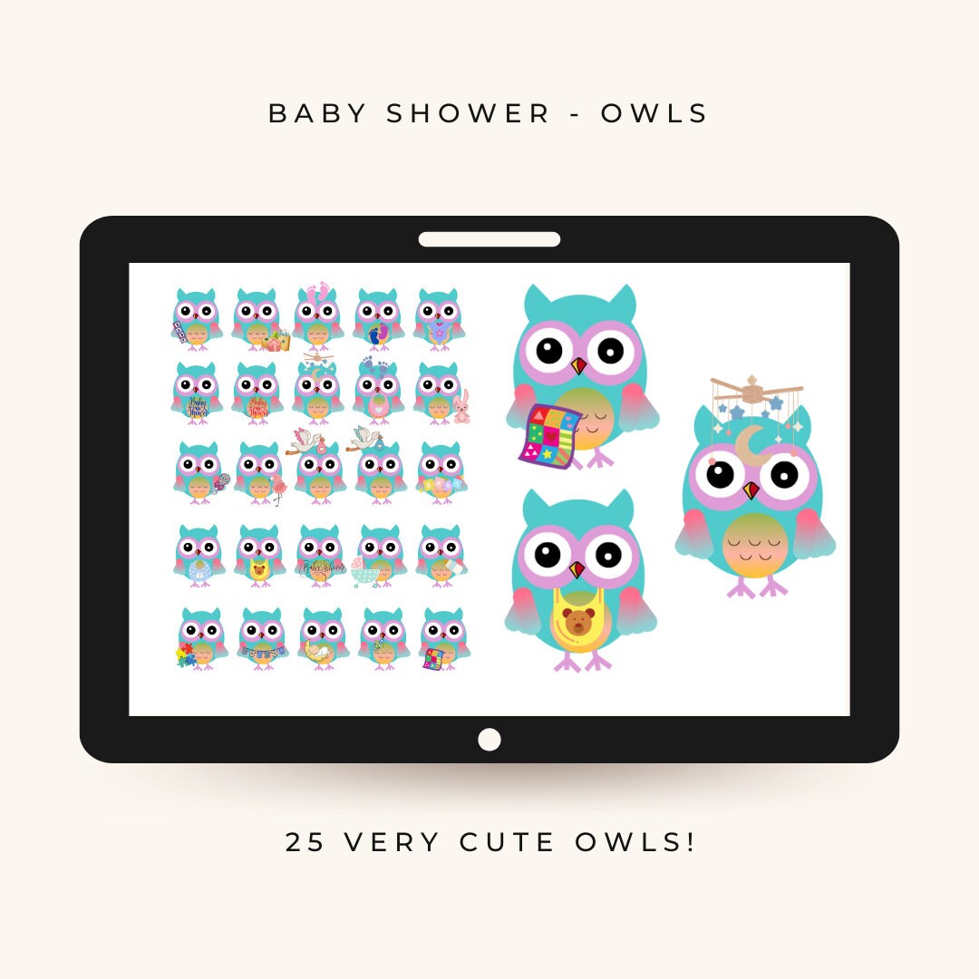 Owl Digital Sticker Pack | Clip Art Set of Owls | Cute Owl Clipart ...