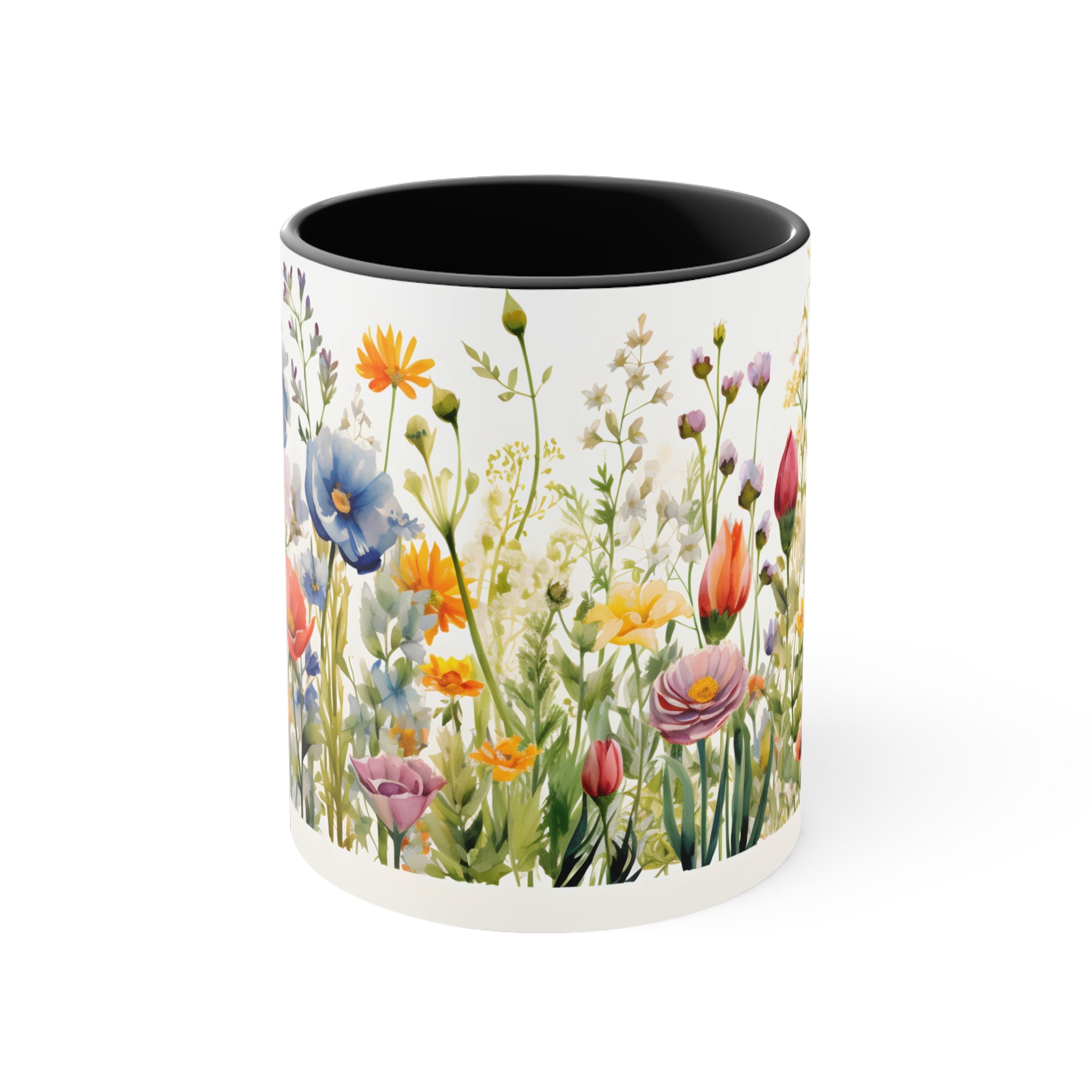 Wildflower Mug, Floral Mug. Botanical Mug, Accent Mug Various Colors ...