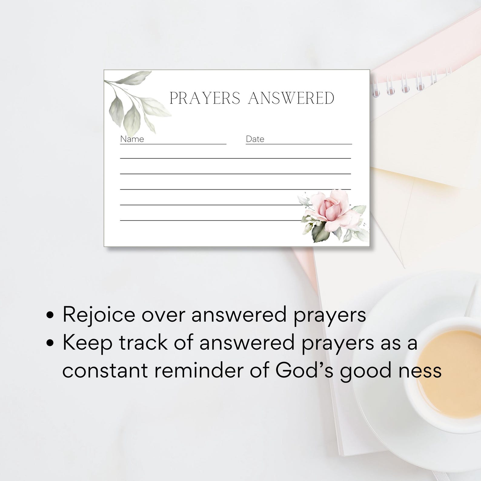 Prayer Request Card Printable Answered Prayer Card Floral Prayer ...