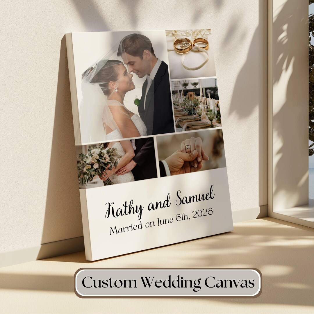 Custom Wedding Canvas Art Photo Collage for Newlyweds Keepsake ...