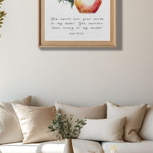 Honey Bee Bible Verse Poster Nature Honeybee Floral Wall Art Bumble Bee ...