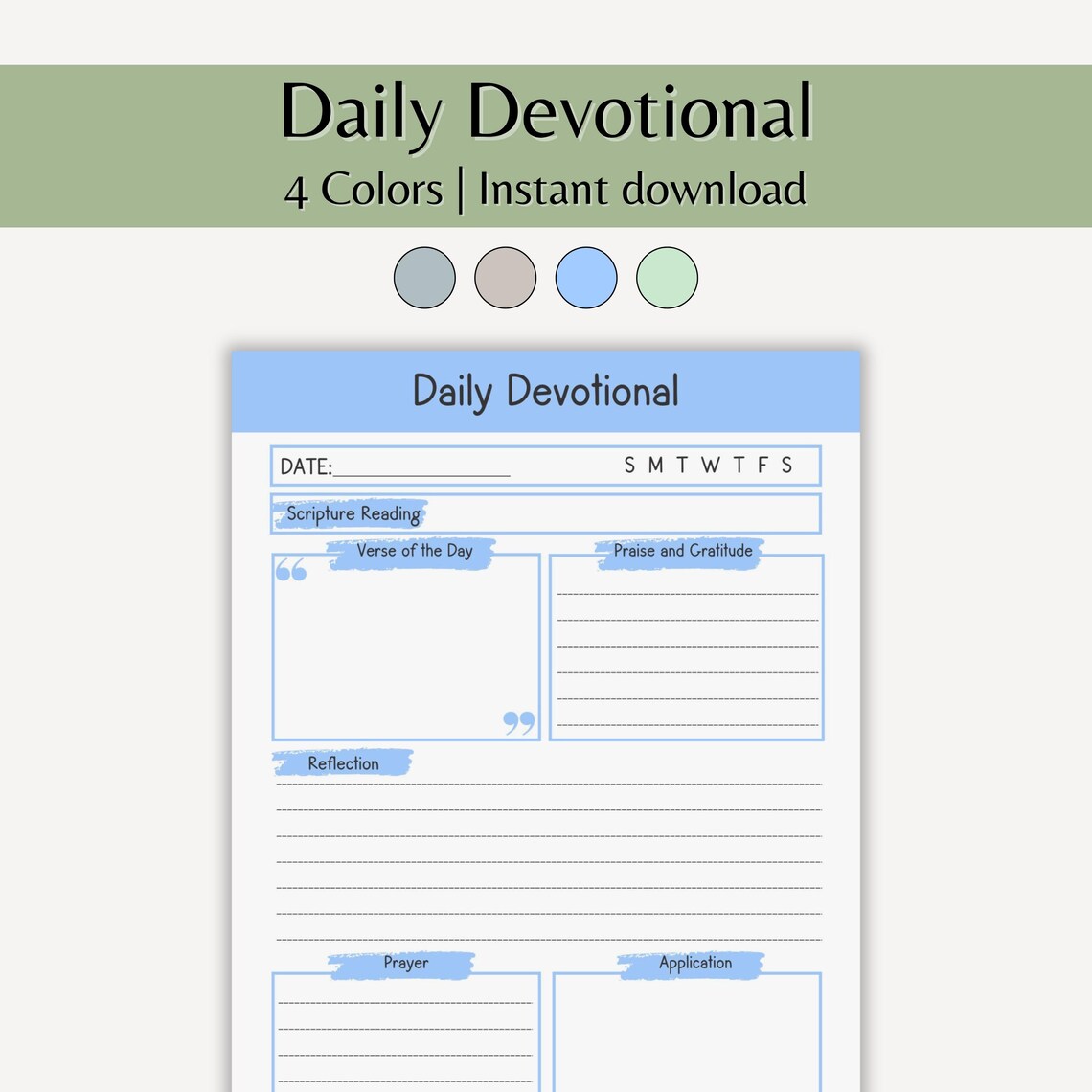Daily Devotional Printable Planner Christian Quiet Time Devotions ...
