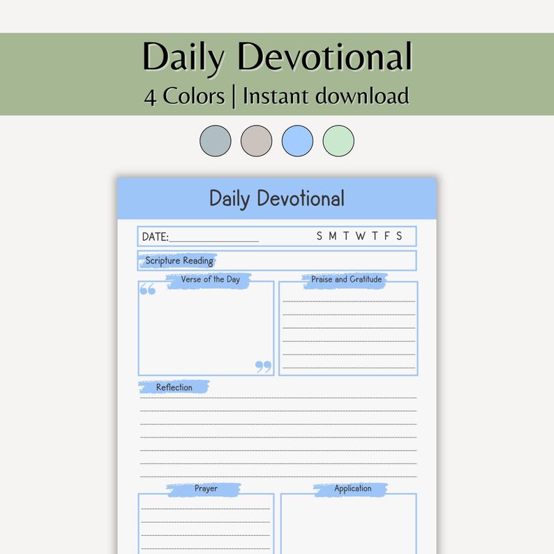Daily Devotional Printable Planner Christian Quiet Time Devotions ...