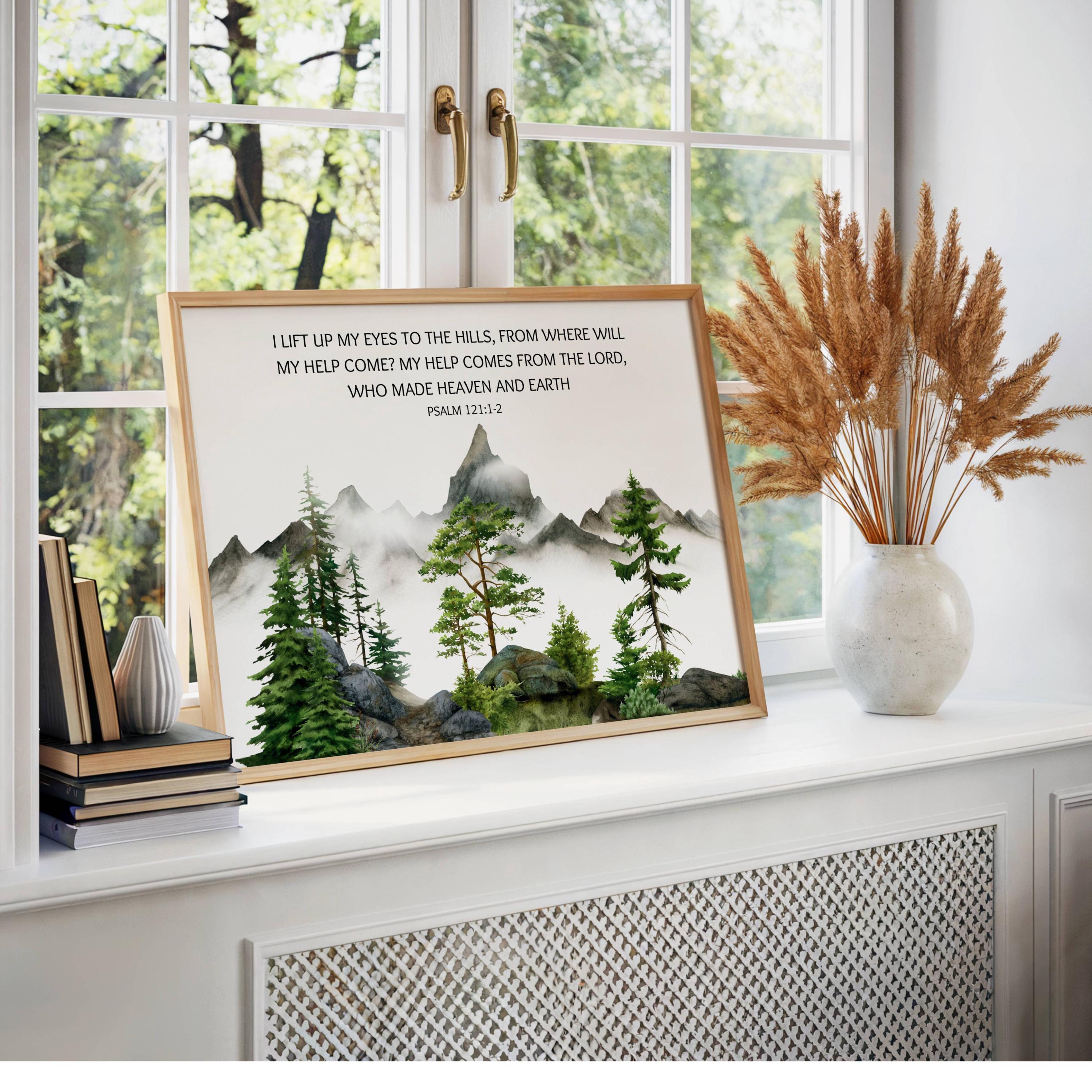 Bible Verse Poster Scenery Wall Art Mountains Trees Nature Home Decor ...