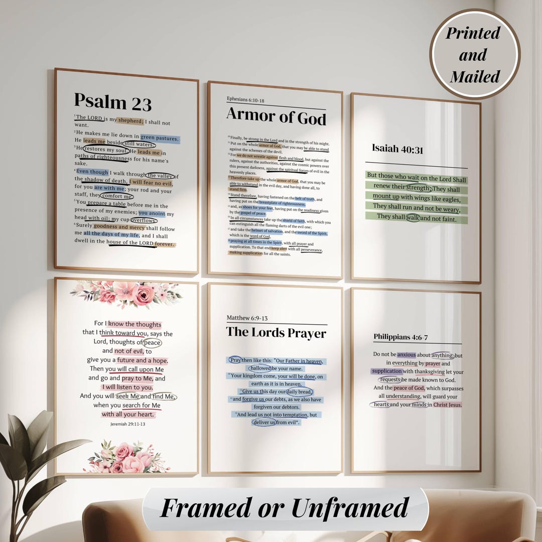 Christian Wall Art Wood Framed Poster Bible Verse Unframed Print ...