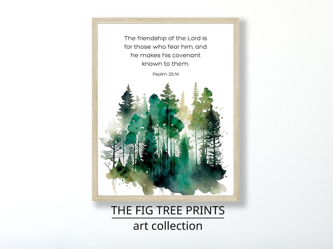 Modern Christian Artwork Forest Bible Verse Home Decor Watercolor ...