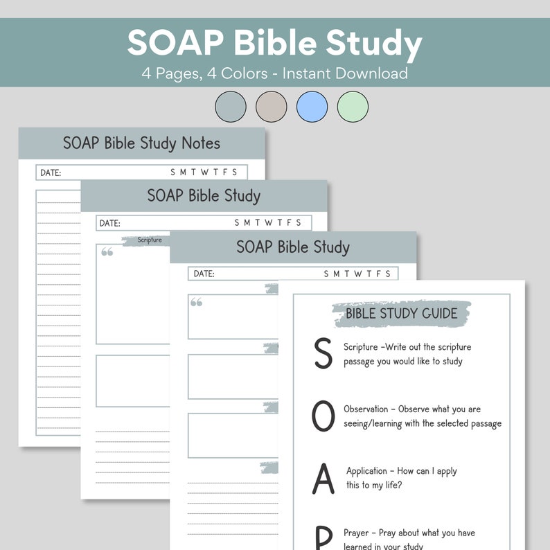 SOAP Bible Study Template Digital Scripture Worksheet Printable ...