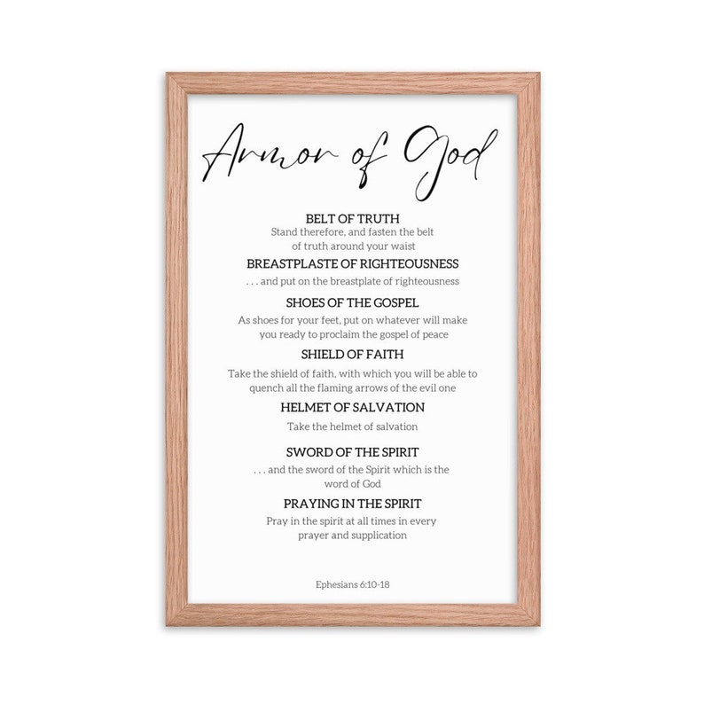 Armor of God Framed Poster Bible Verse Minimalist Wall Art Living Room ...