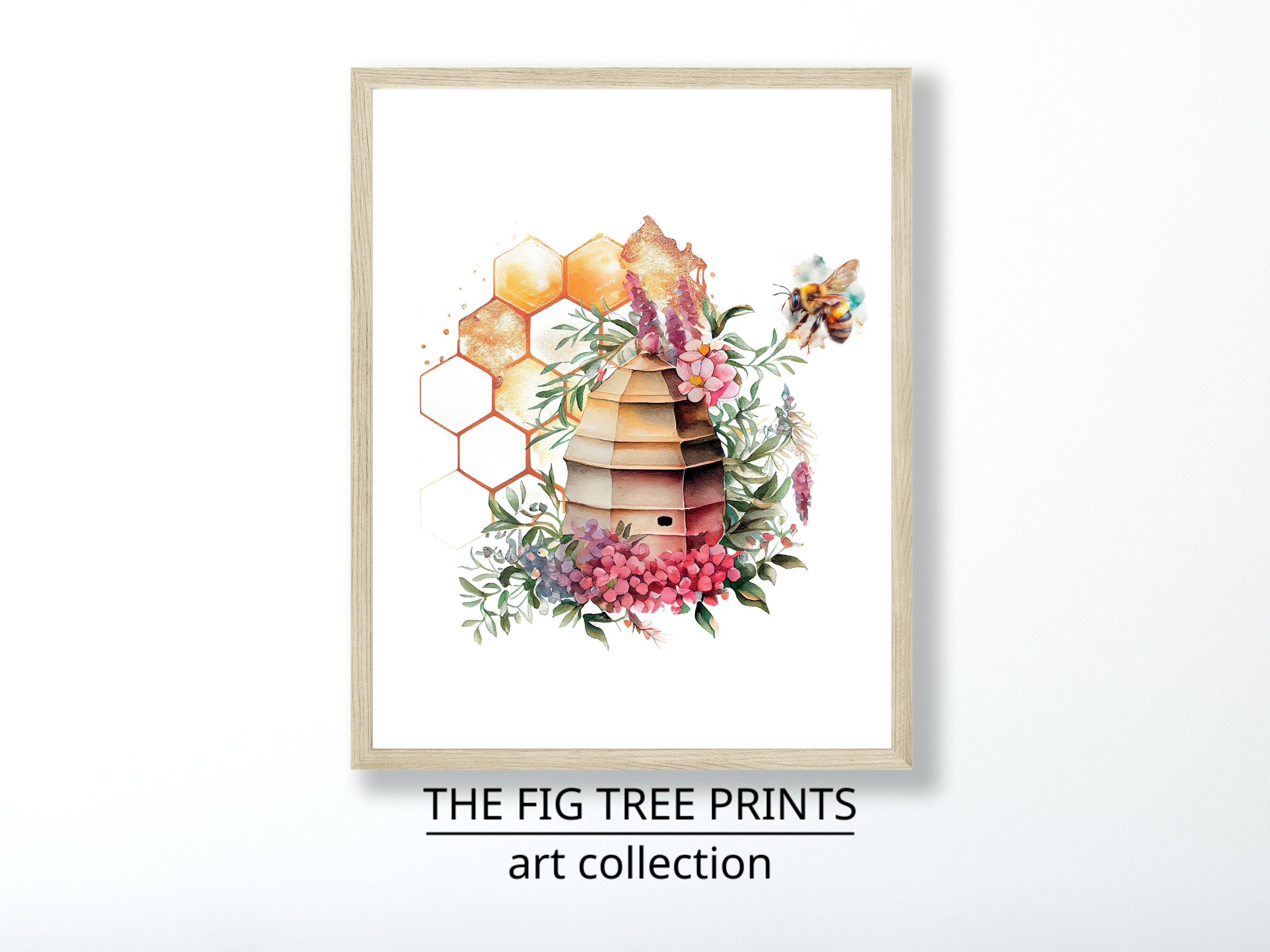 Nature Print Honey Bee Poster Honeybee Home Decor Bee House Sign ...