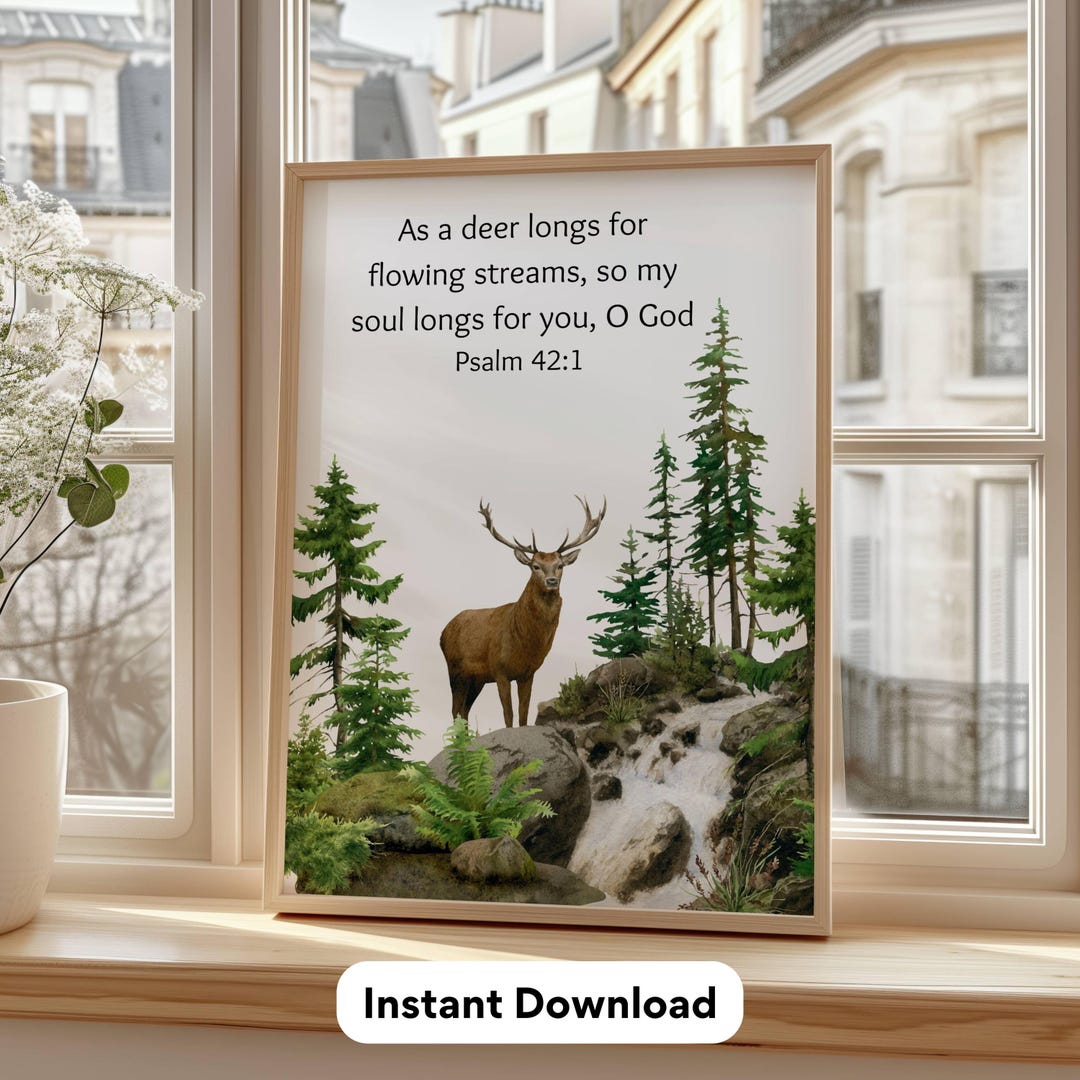 Printable Wall Art Christian Waterfall Office Decor Mountain Trees ...