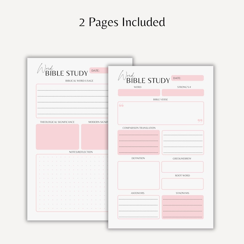 Word Bible Study Worksheet Digital Christian In-depth Scripture Study ...
