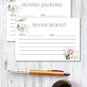 Prayer Request Card Printable Answered Prayer Card Floral Prayer ...