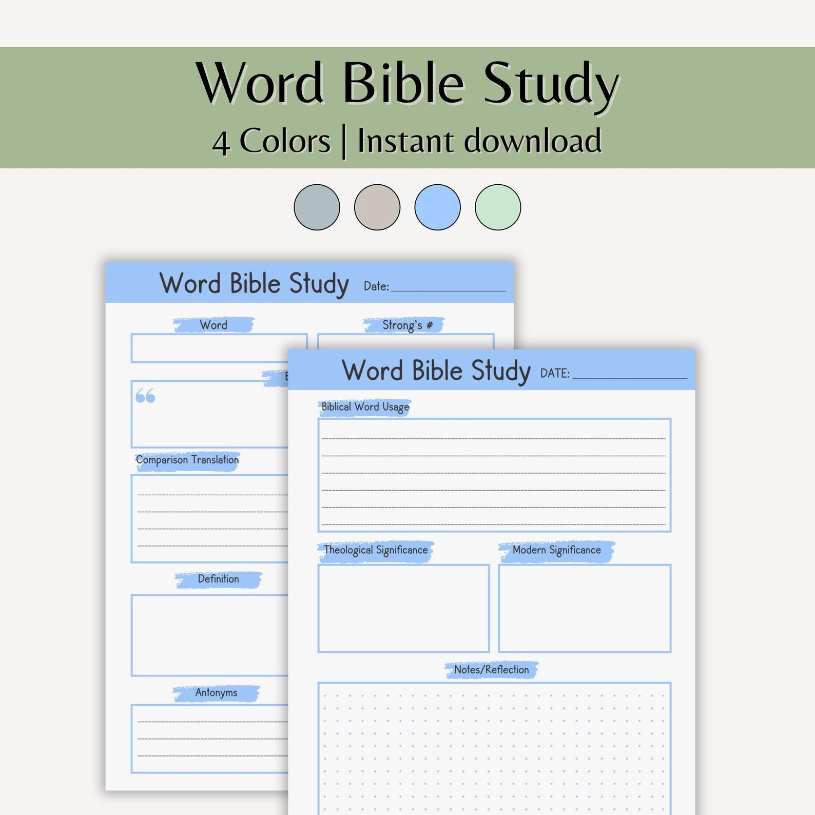 Word Bible Study Template Printable Christian In-depth Scripture Study ...