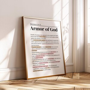 Armor of God Wall Art Bible Verse Home Decor Spiritual Defense Church ...