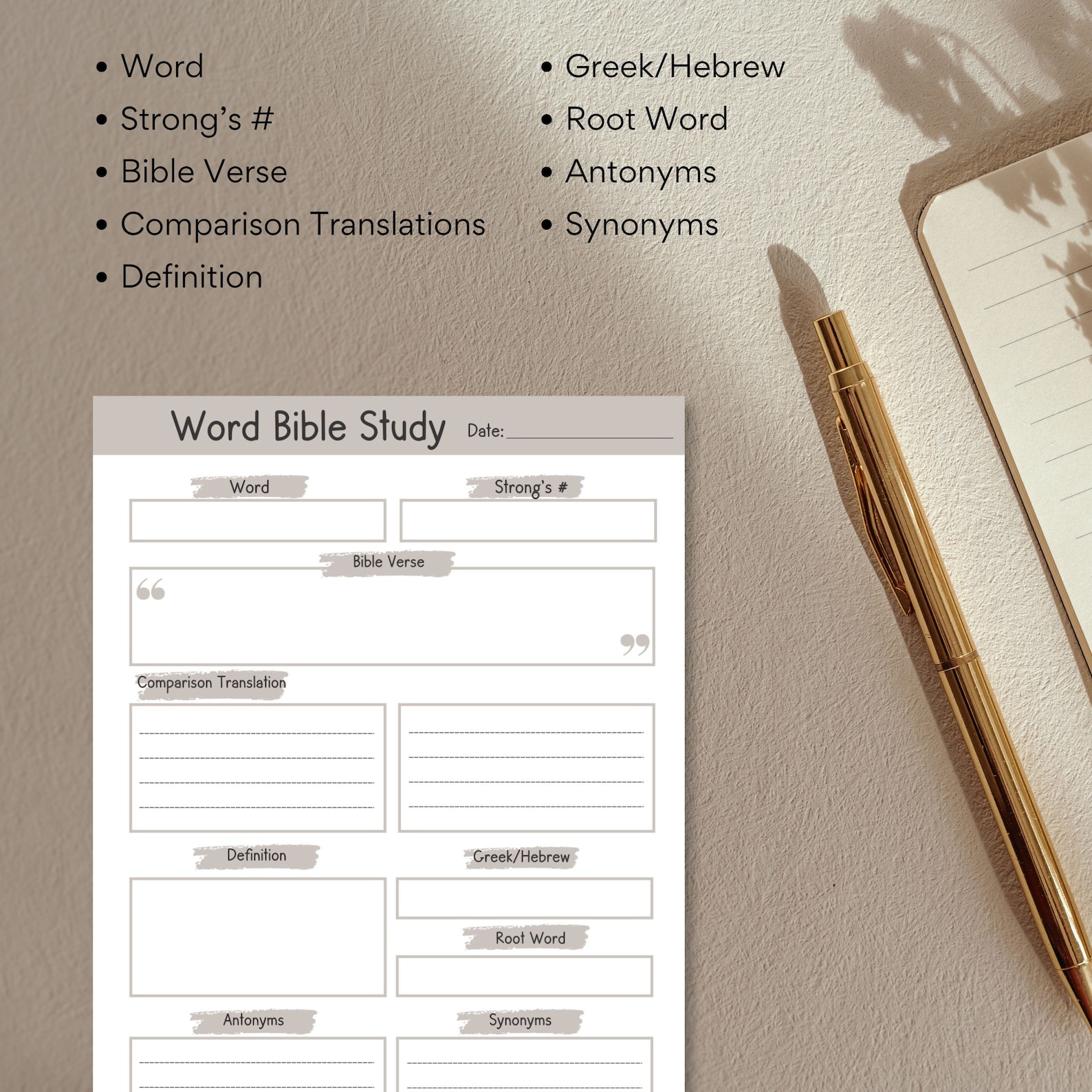 Word Bible Study Template Printable Christian In-depth Scripture Study ...