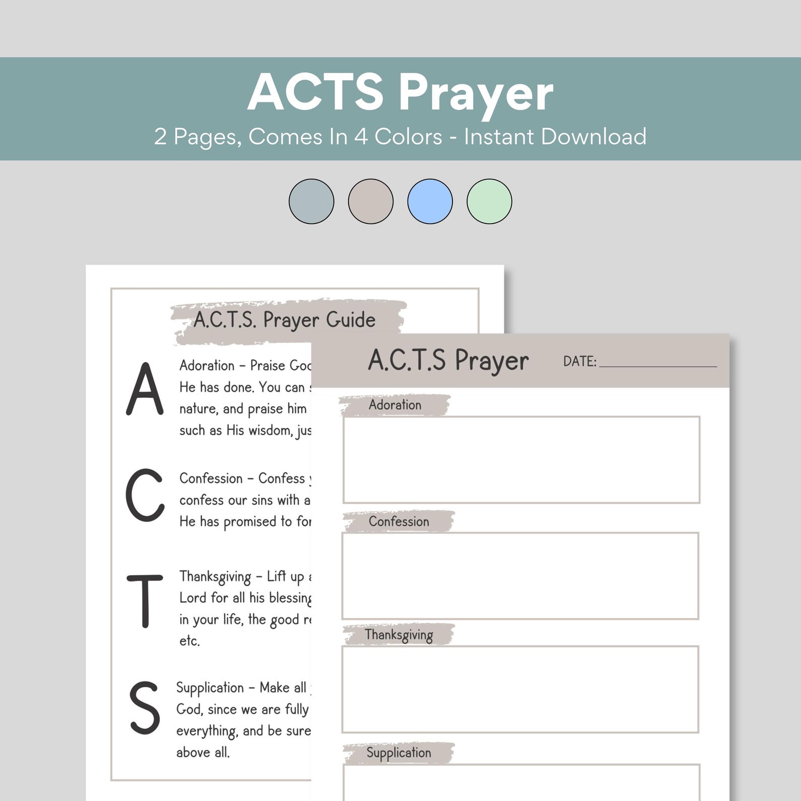 ACTS Prayer Guide Template New Christian Bible Study Worksheet Daily ...