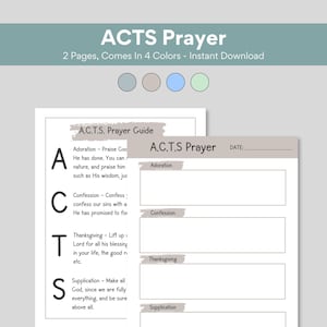 ACTS Prayer Guide Template New Christian Bible Study Worksheet Daily ...