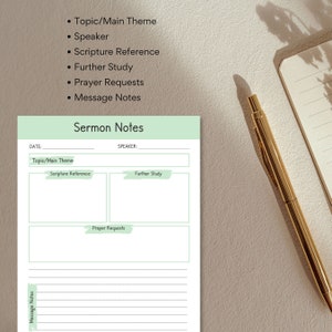 Sermon Note Printable Church Service Note Goodnotes Sermon Template ...
