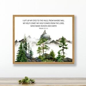Bible Verse Poster Scenery Wall Art Mountains Trees Nature Home Decor ...