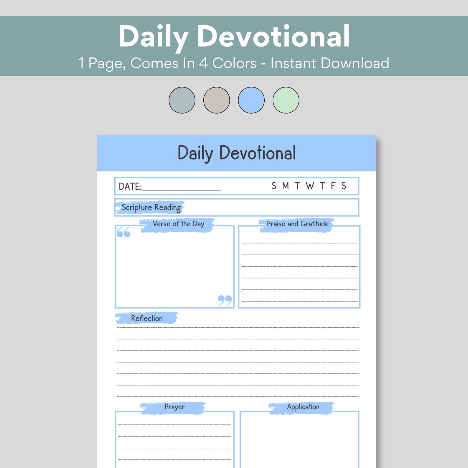 Daily Devotional Printable Planner Christian Quiet Time Devotions ...