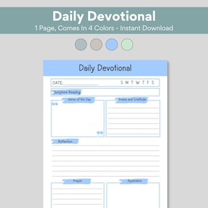 Daily Devotional Printable Planner Christian Quiet Time Devotions ...