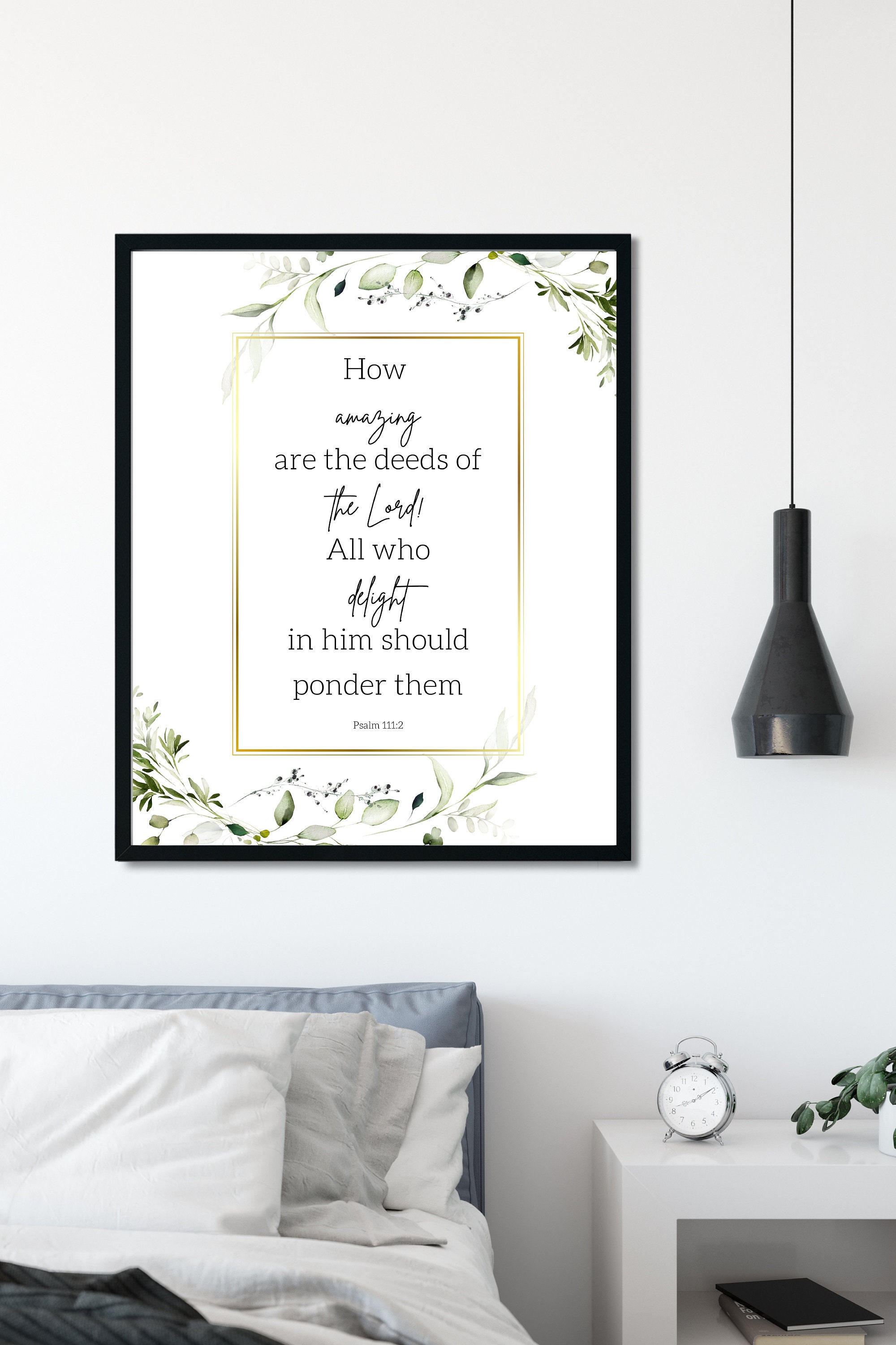 Christian Wall Art Faith Poster Bedroom Scripture Sign Botanical Living ...