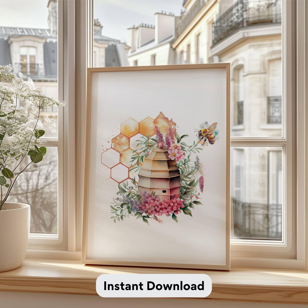 Nature Print Honey Bee Poster Honeybee Home Decor Bee House Sign ...