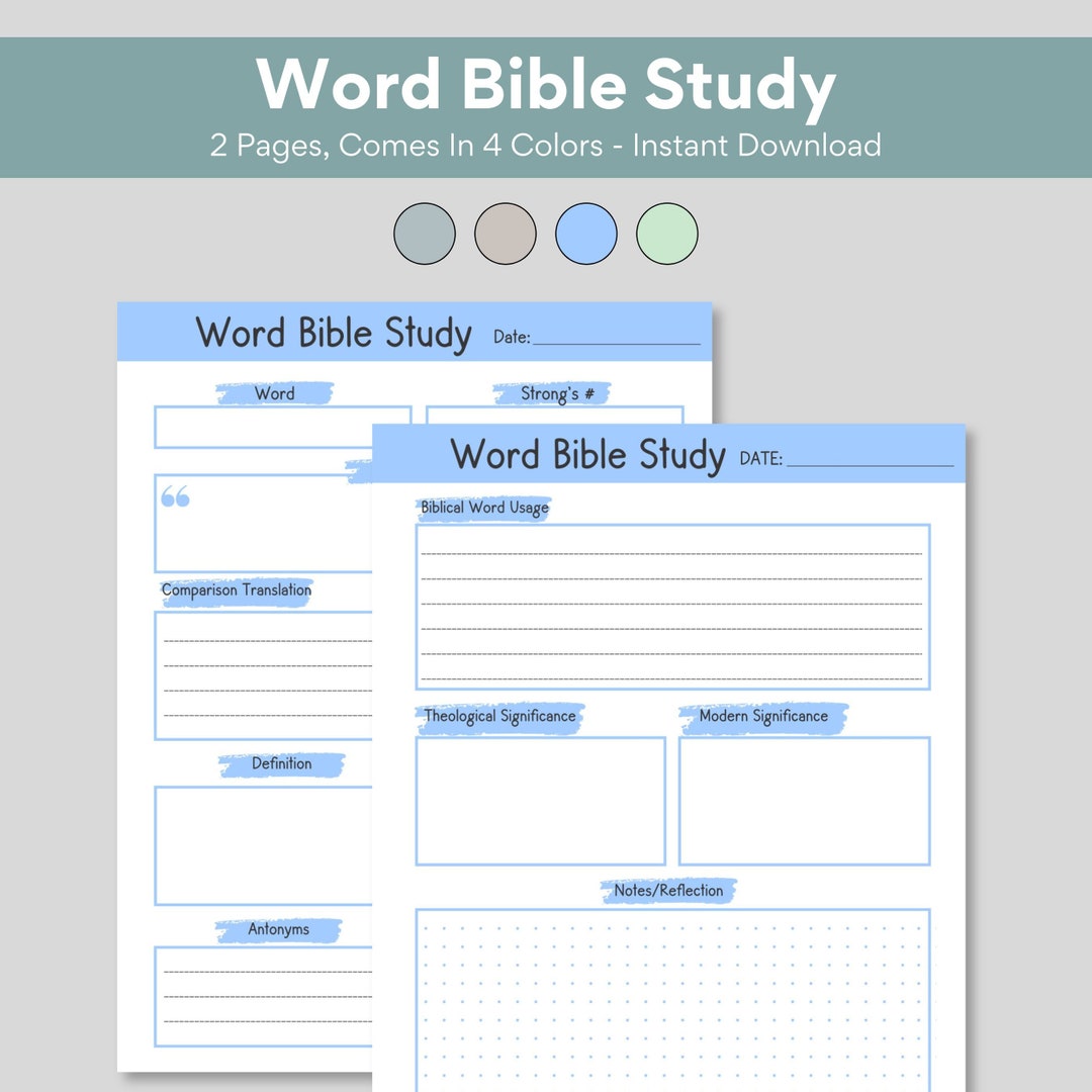 Word Bible Study Template Printable Christian In-depth Scripture Study ...