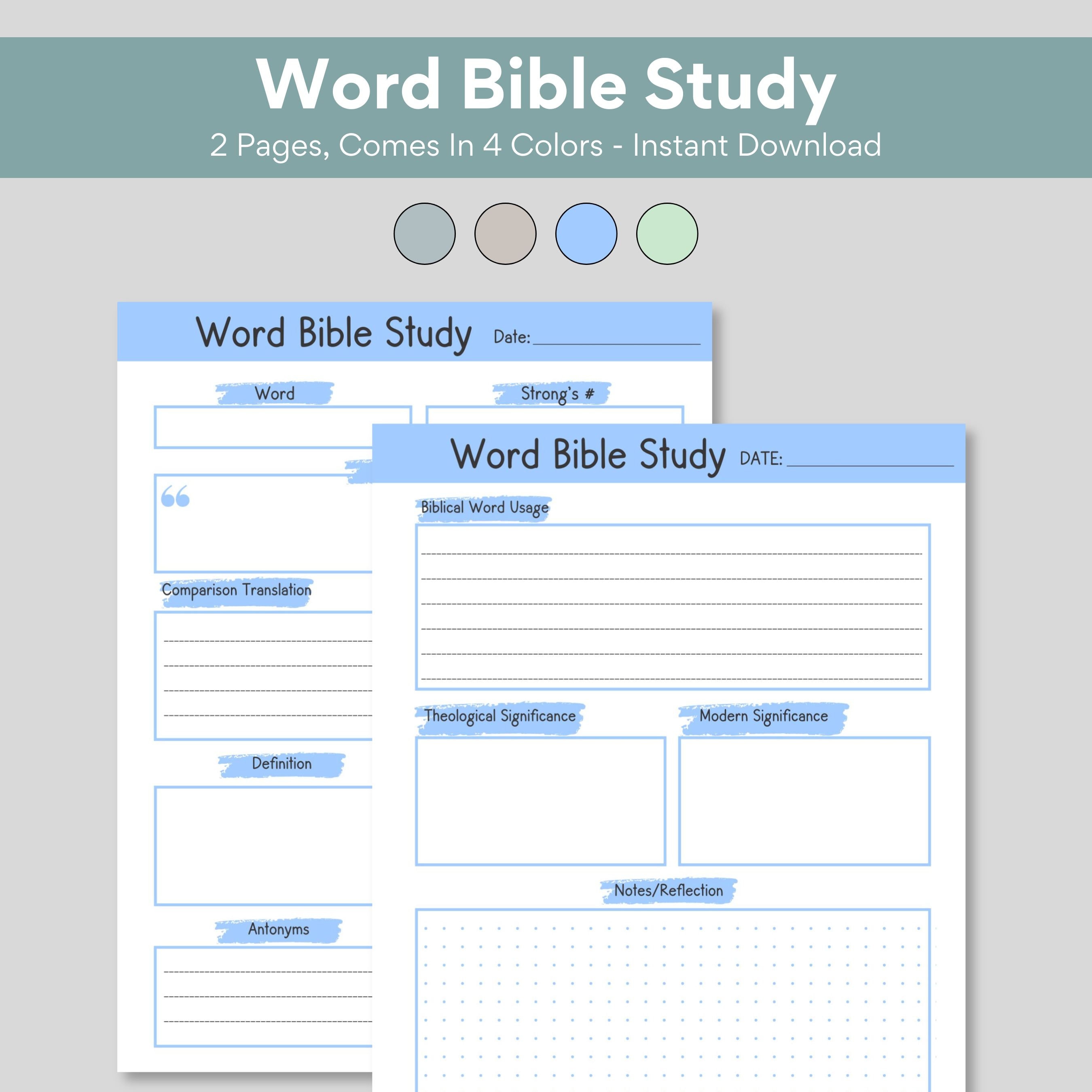 Word Bible Study Template Printable Christian In-depth Scripture Study ...