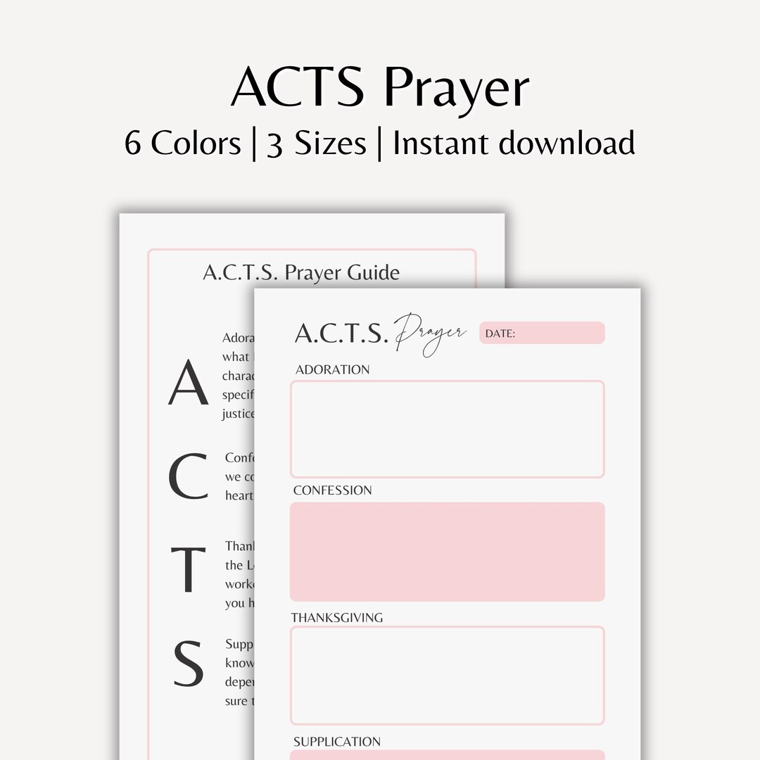 ACTS Prayer Method Template Christian Bible Study Worksheet Minimalist ...