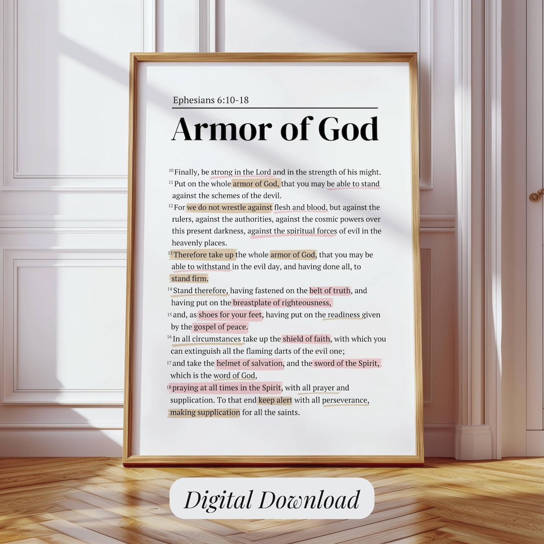Armor of God Wall Art Bible Verse Home Decor Spiritual Defense Church ...