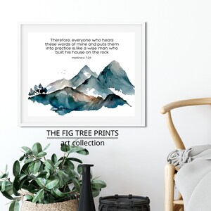 Bible Verse Nature Wall Art Christian Watercolor Mountain Home Decor ...