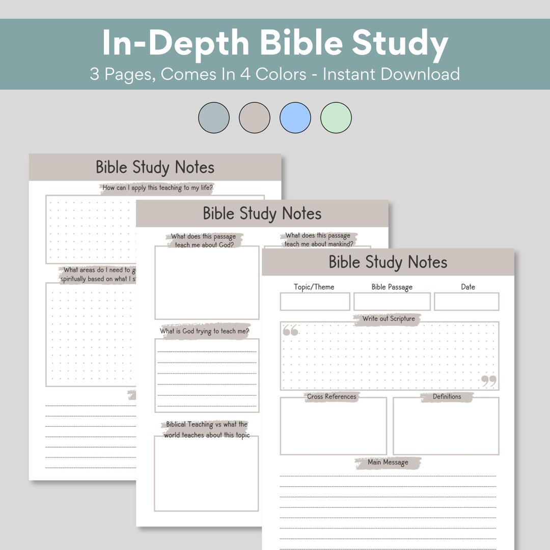 Bible Study Worksheet in Depth Scripture Study Template Topical Study ...
