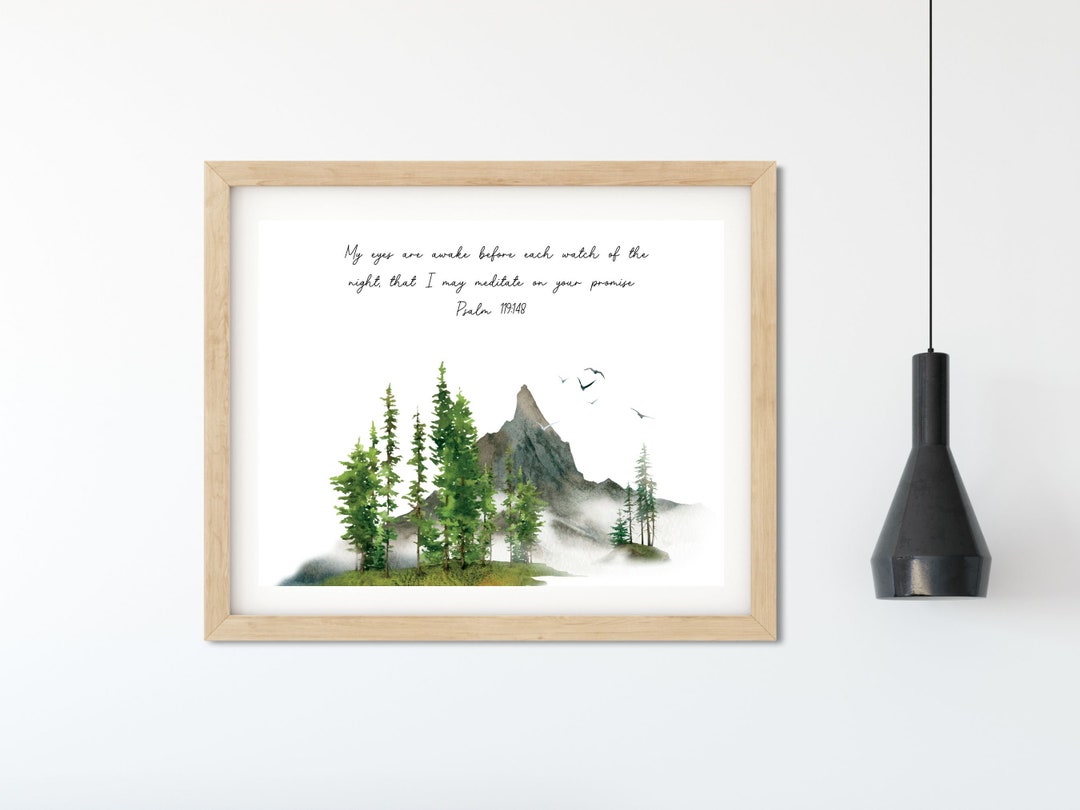 Christian Wall Art Scenery Sign Bible Verse Home Decor Mountains ...