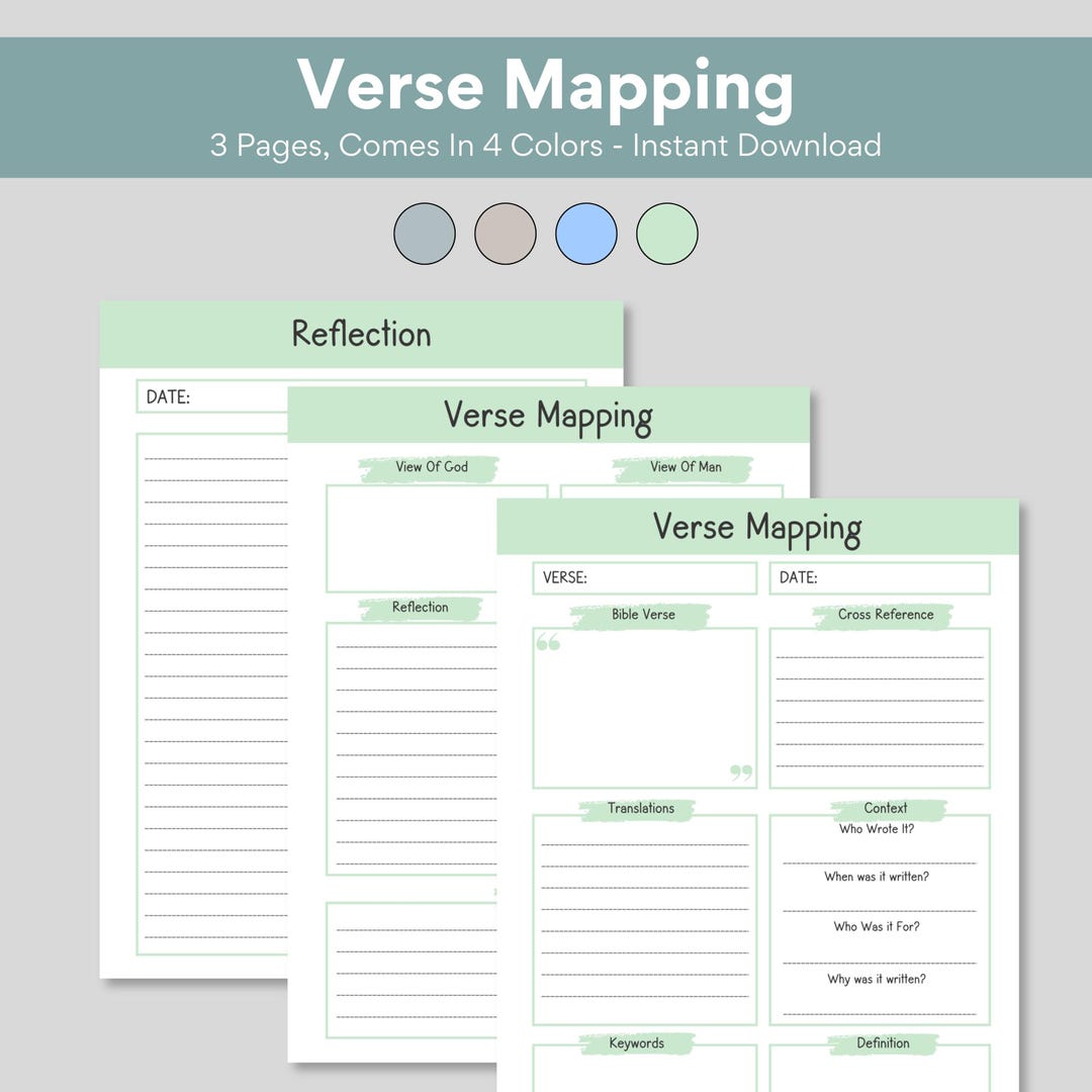 Digital Download Verse Mapping Template Bible Study Printable Bible ...
