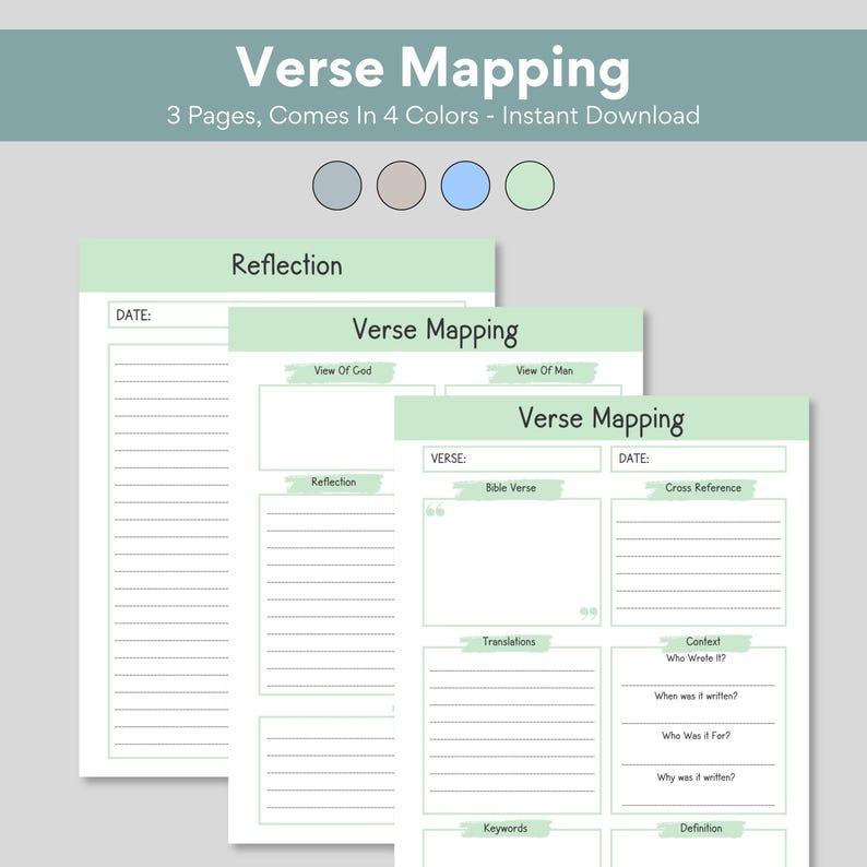 Digital Download Verse Mapping Template Bible Study Printable Bible Verse Map PDF Personal Bible ...