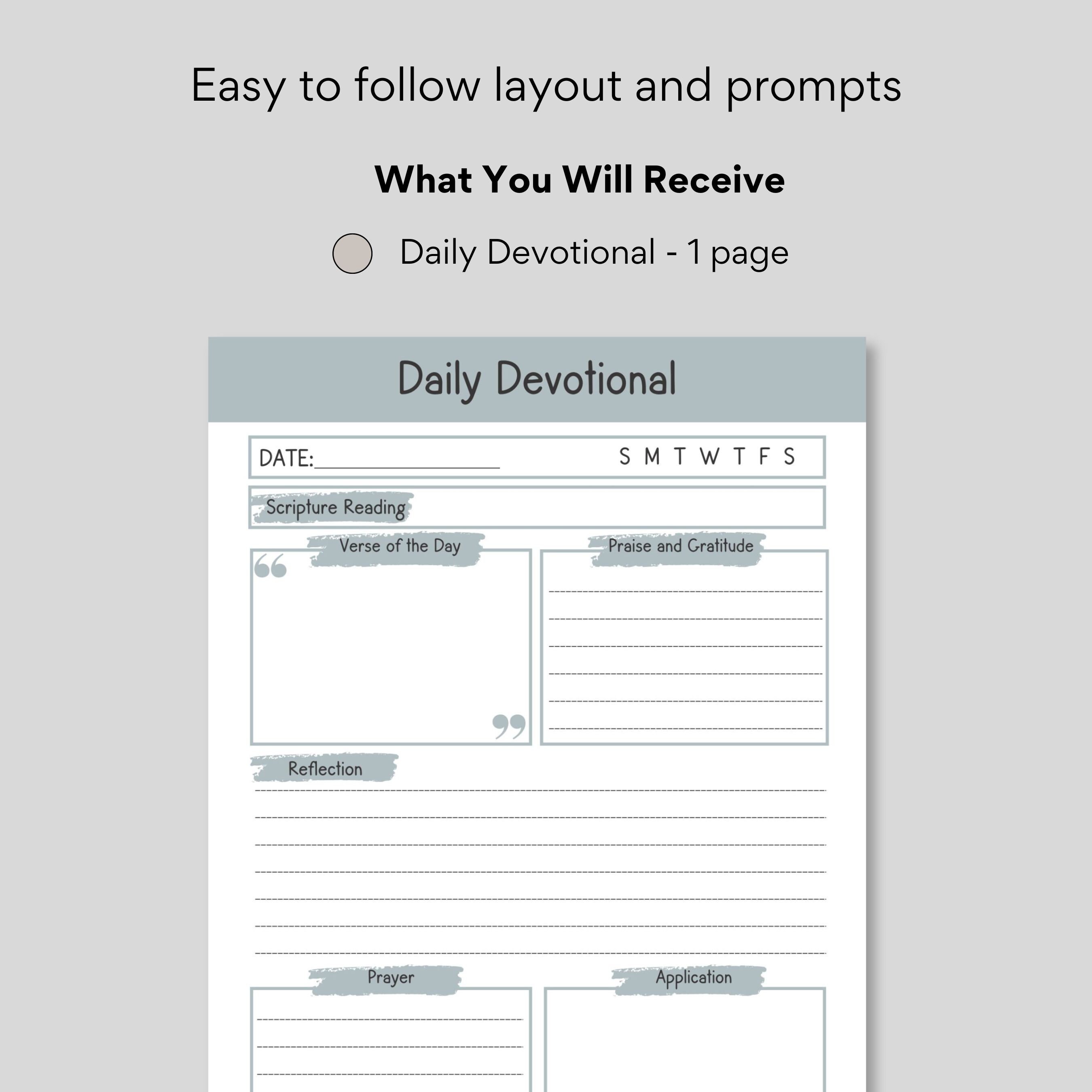 Daily Devotional Printable Planner Christian Quiet Time Devotions ...