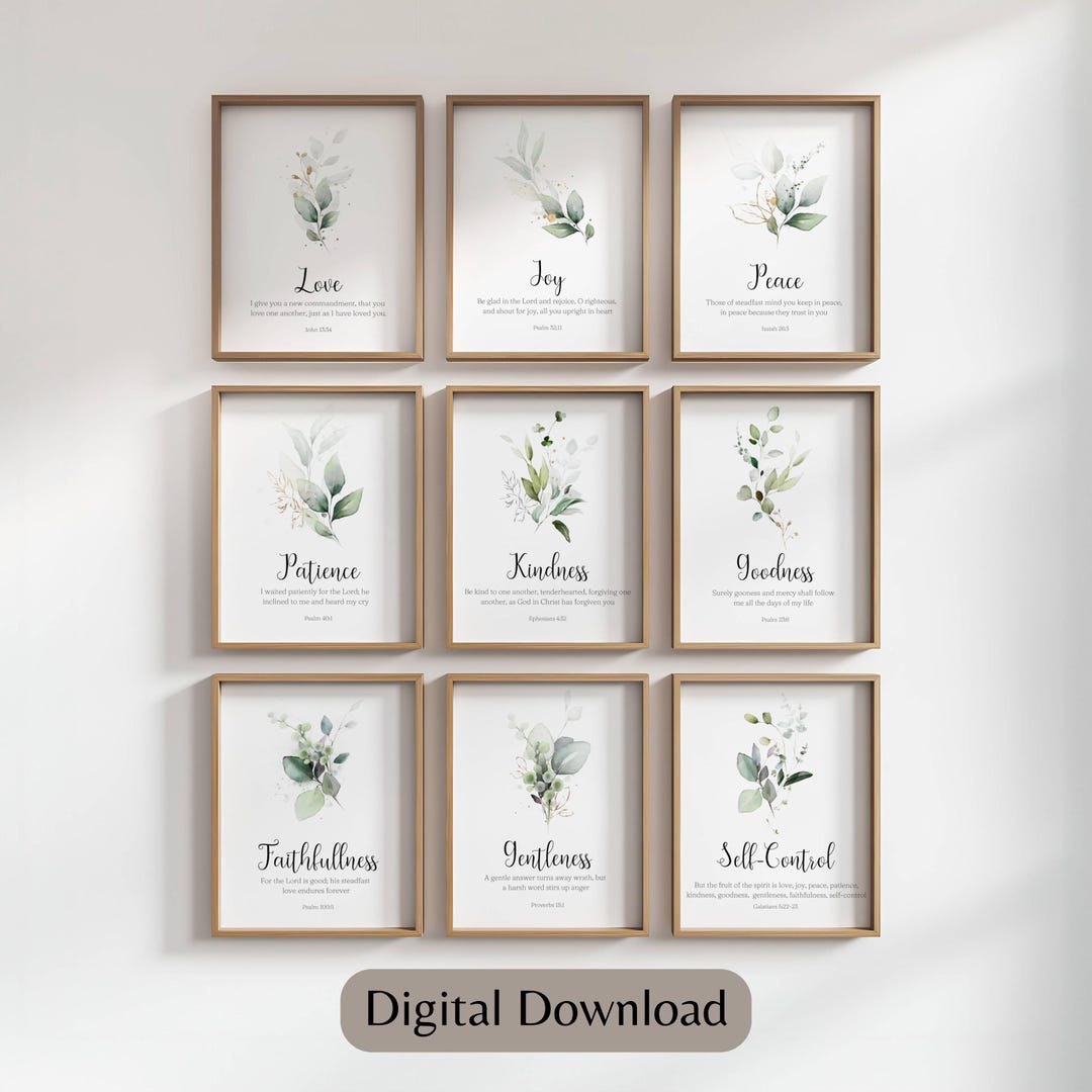 Set of 9 Fruit of the Spirit Home Decor Christian Family Room Gallery ...