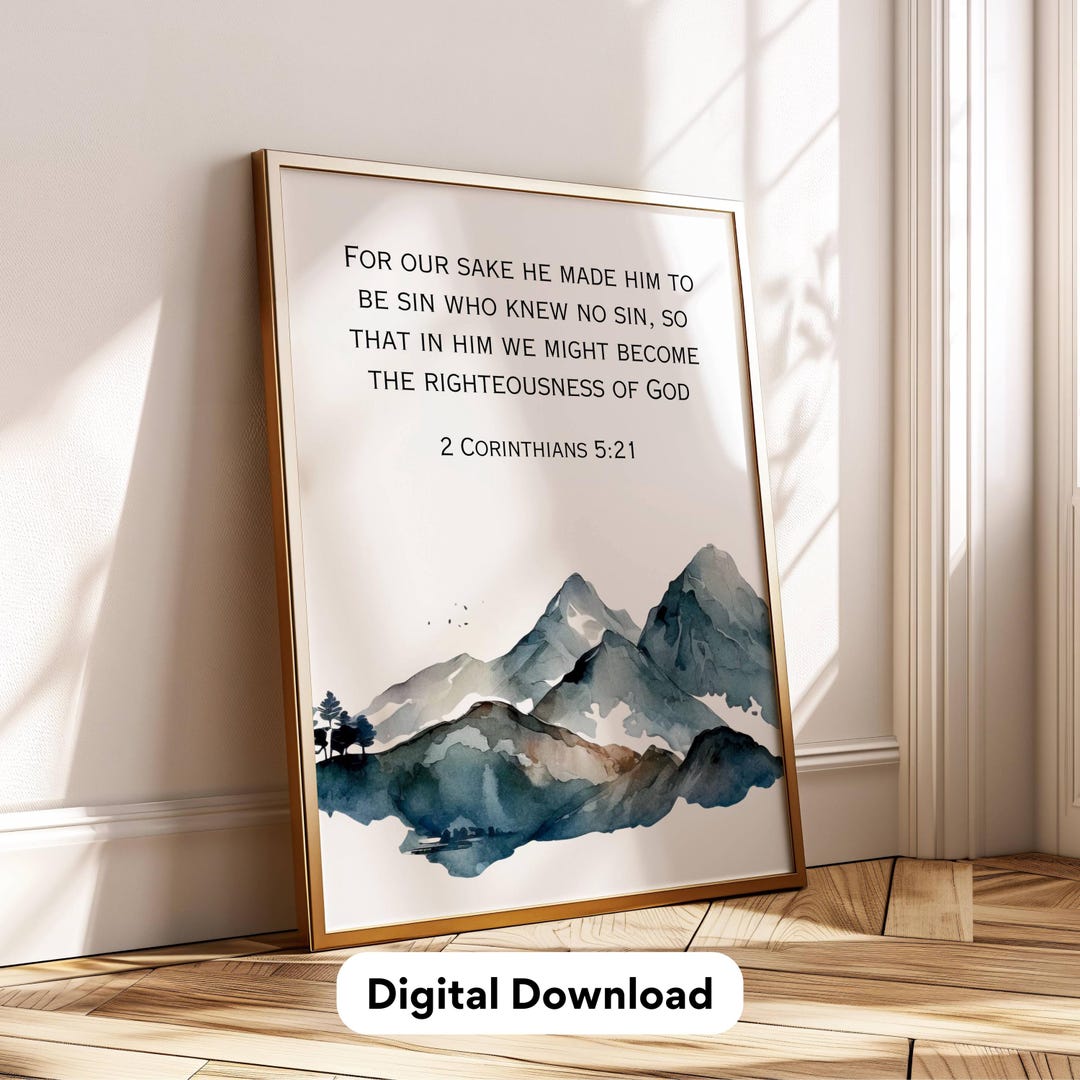 Bible Verse Poster Watercolor Scenery Print Wall Art Aesthetic Living ...