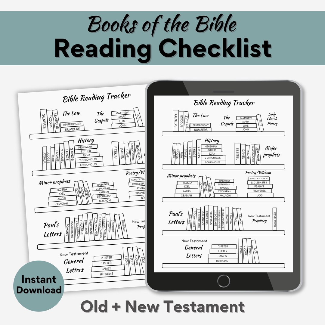 Books of the Bible Coloring Checklist Scripture Reading Tracker Digital ...