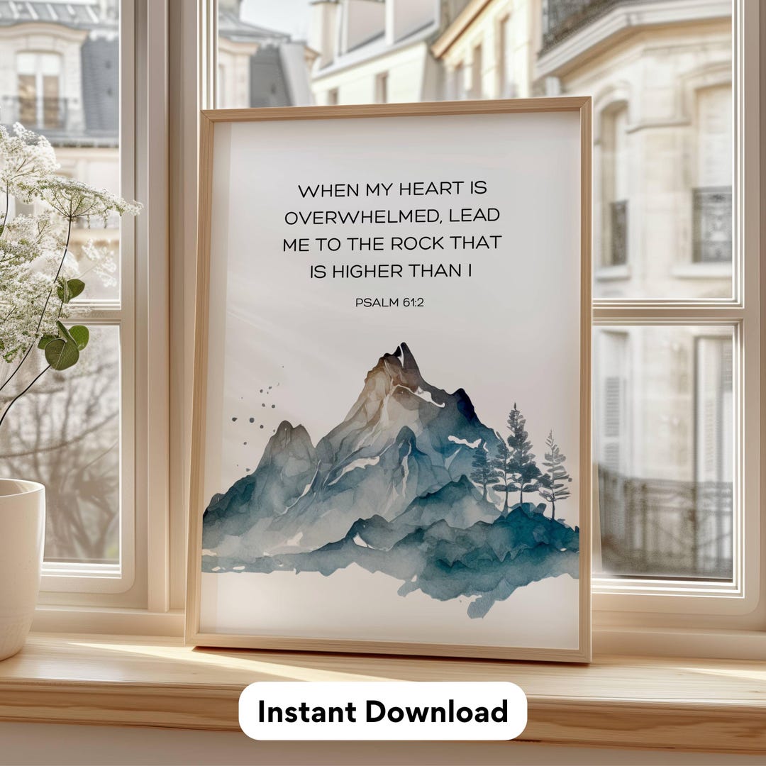 Scripture Wall Print Kitchen Mountain Wall Art Bible Verse Home Decor ...