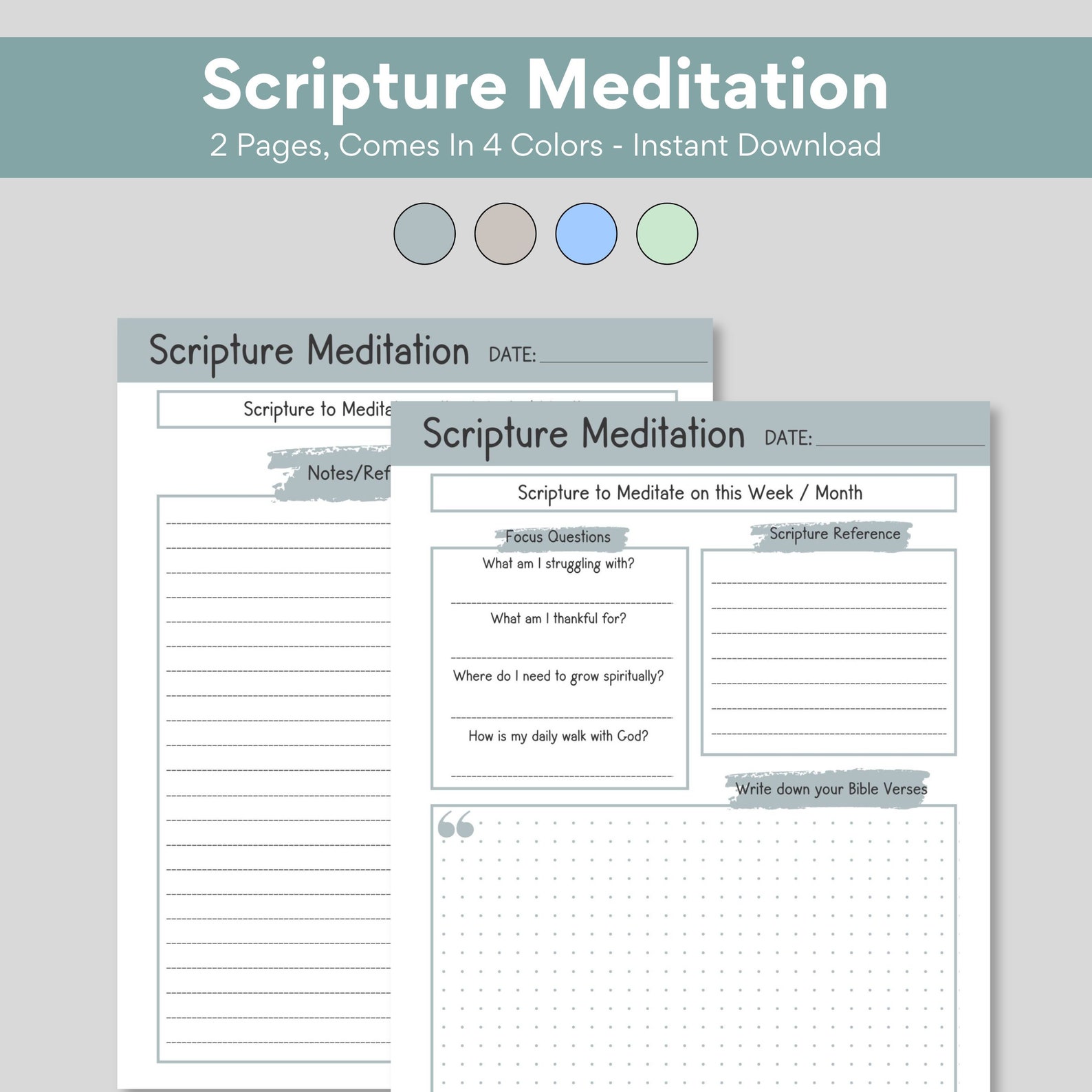 Scripture Meditation Worksheet Bible Memory Verse Chart Bible Study ...