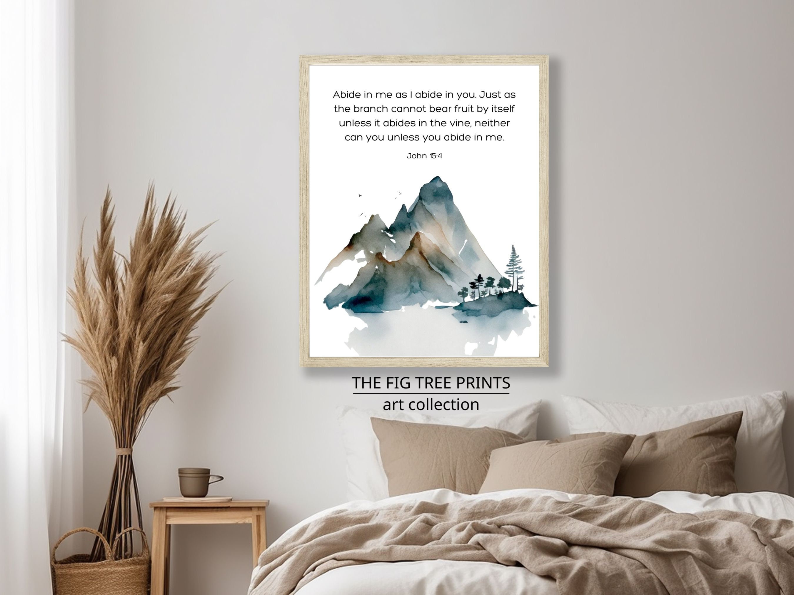 Bible Verse Poster Forest Wall Art Landscape Bible Art Farmhouse ...
