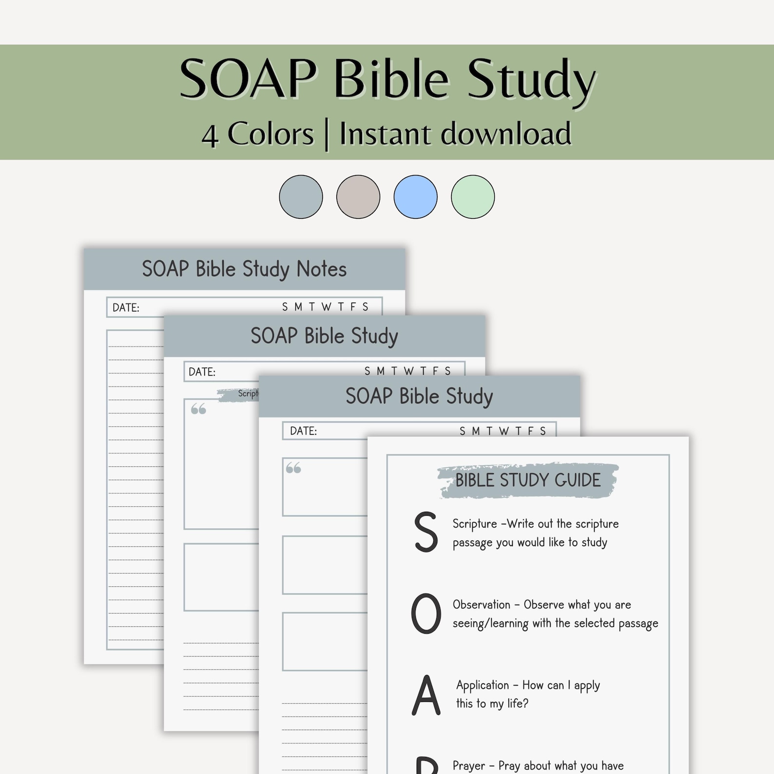 SOAP Bible Study Template Digital Scripture Worksheet Printable ...