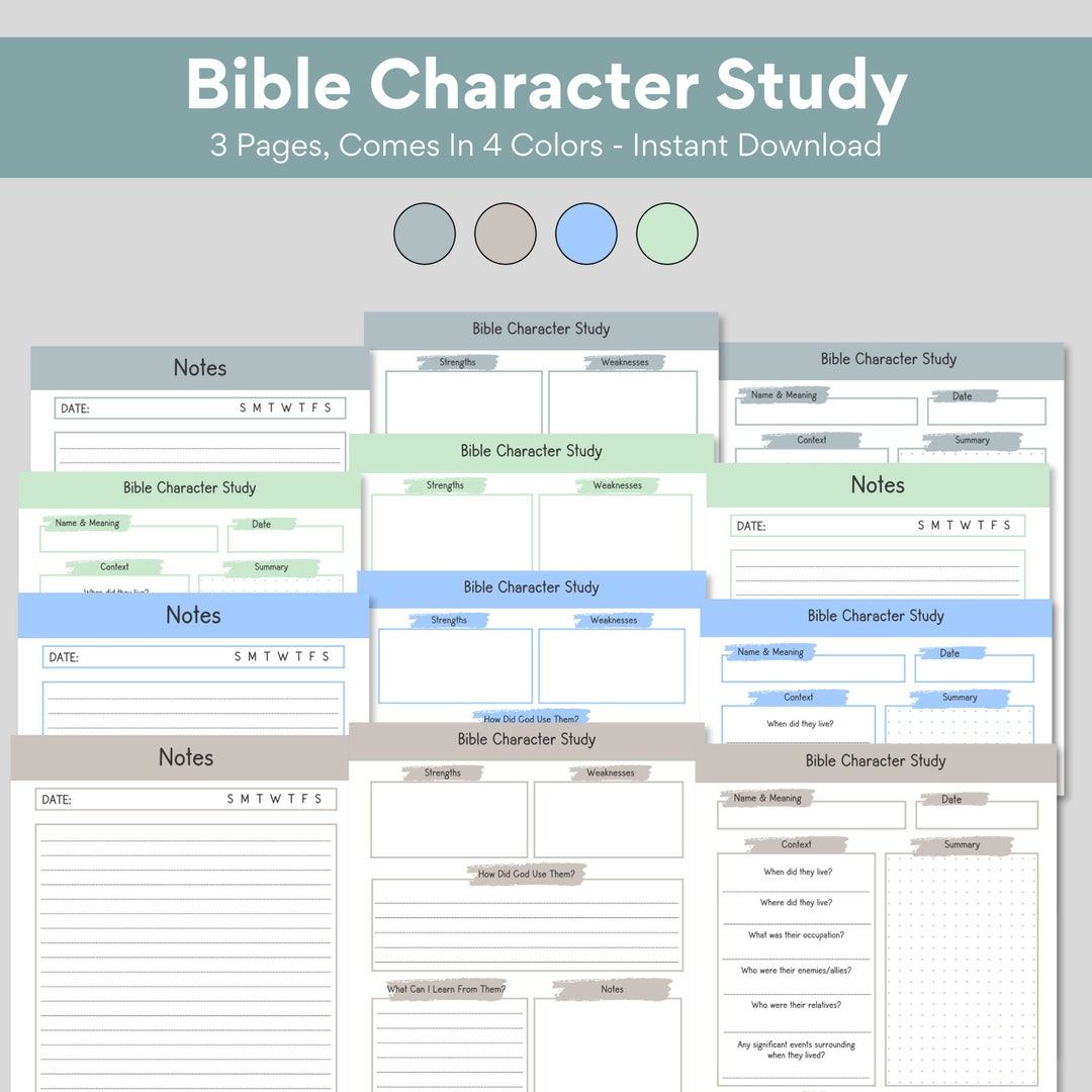 Character Bible Study Printable Template Small Group Christian ...