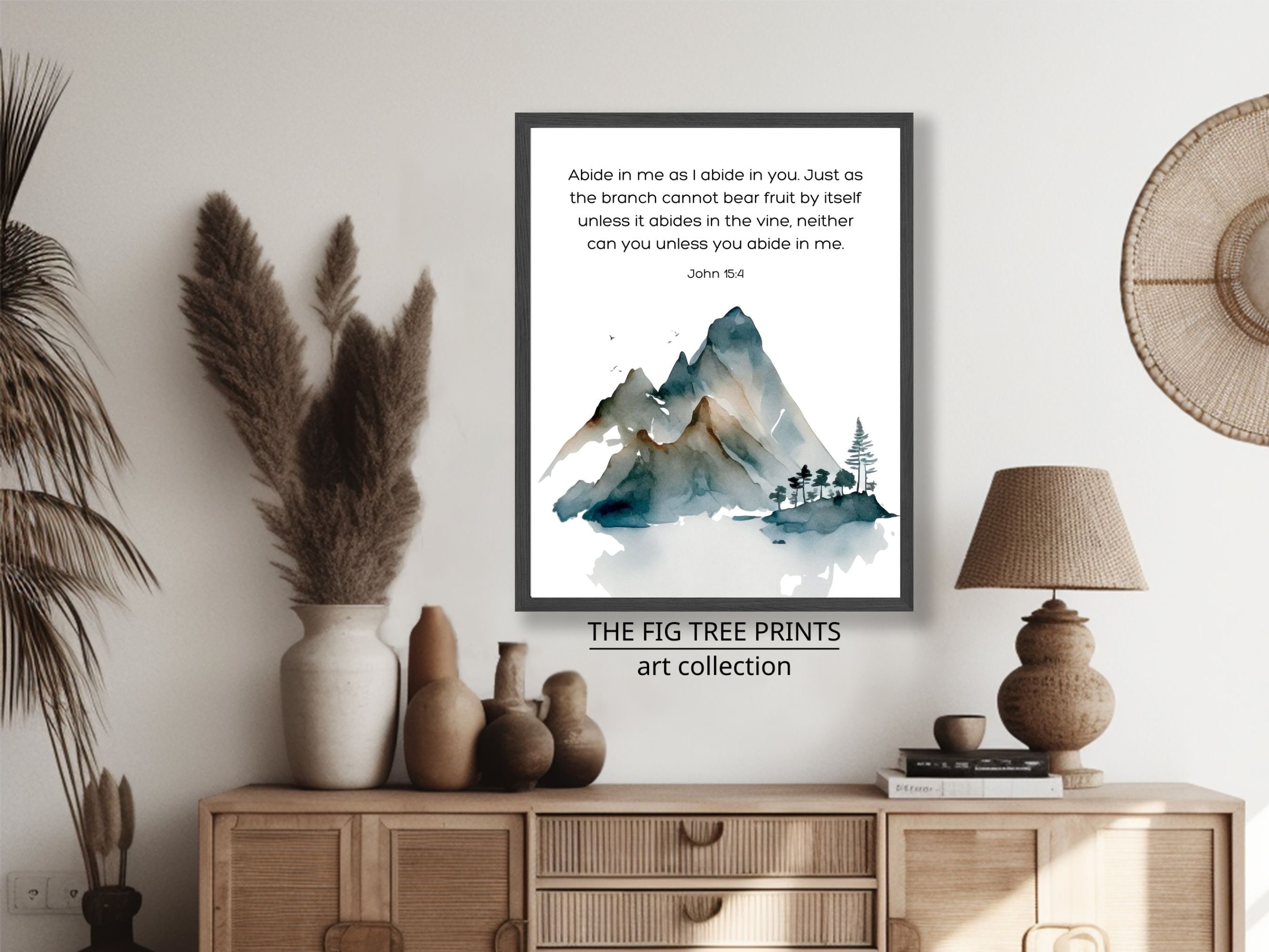 Bible Verse Poster Forest Wall Art Landscape Bible Art Farmhouse ...