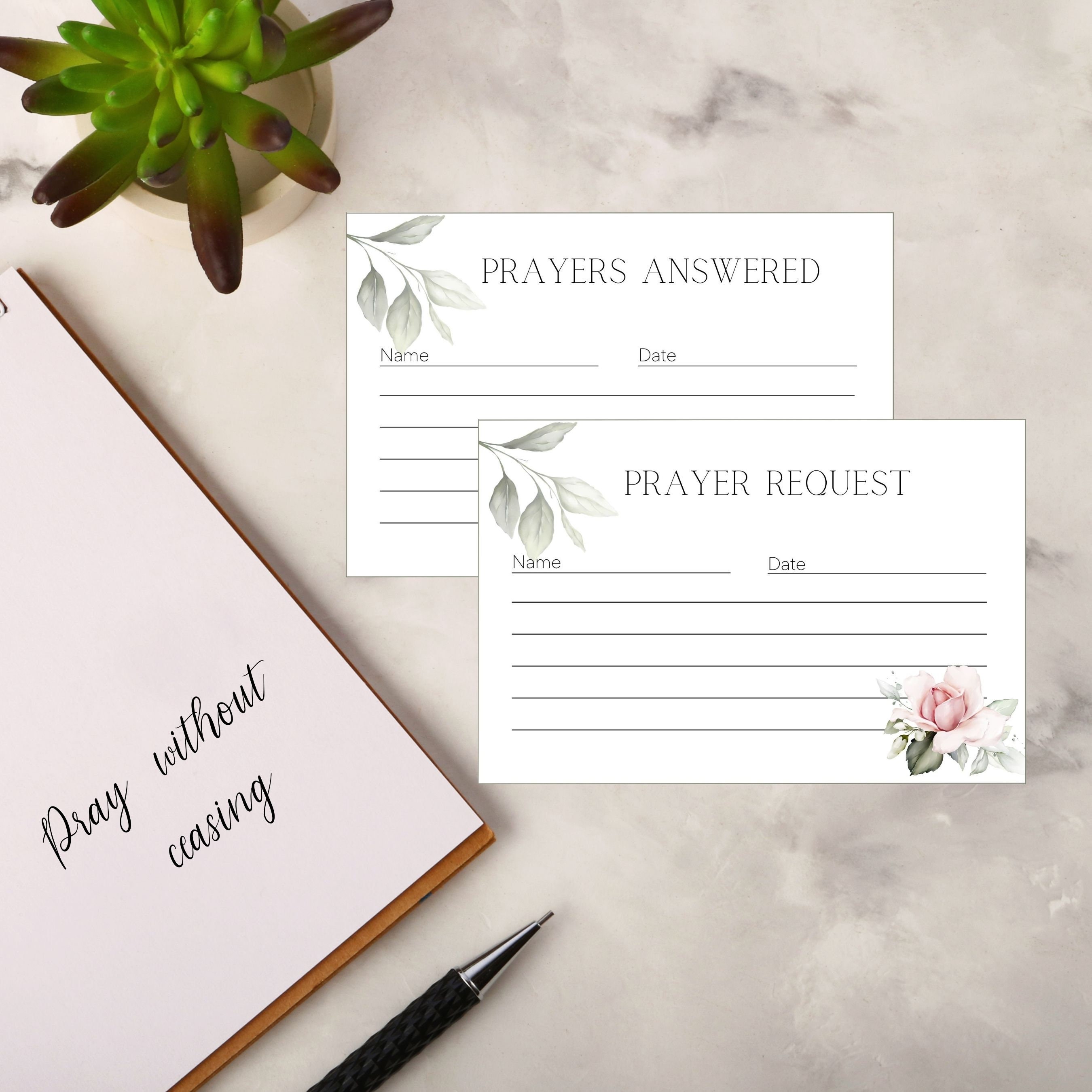 Prayer Request Card Printable Answered Prayer Card Floral Prayer ...