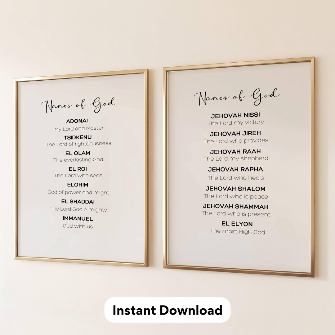 Names of God Set of 2 Wall Art Christian Minimalist Home Decor ...