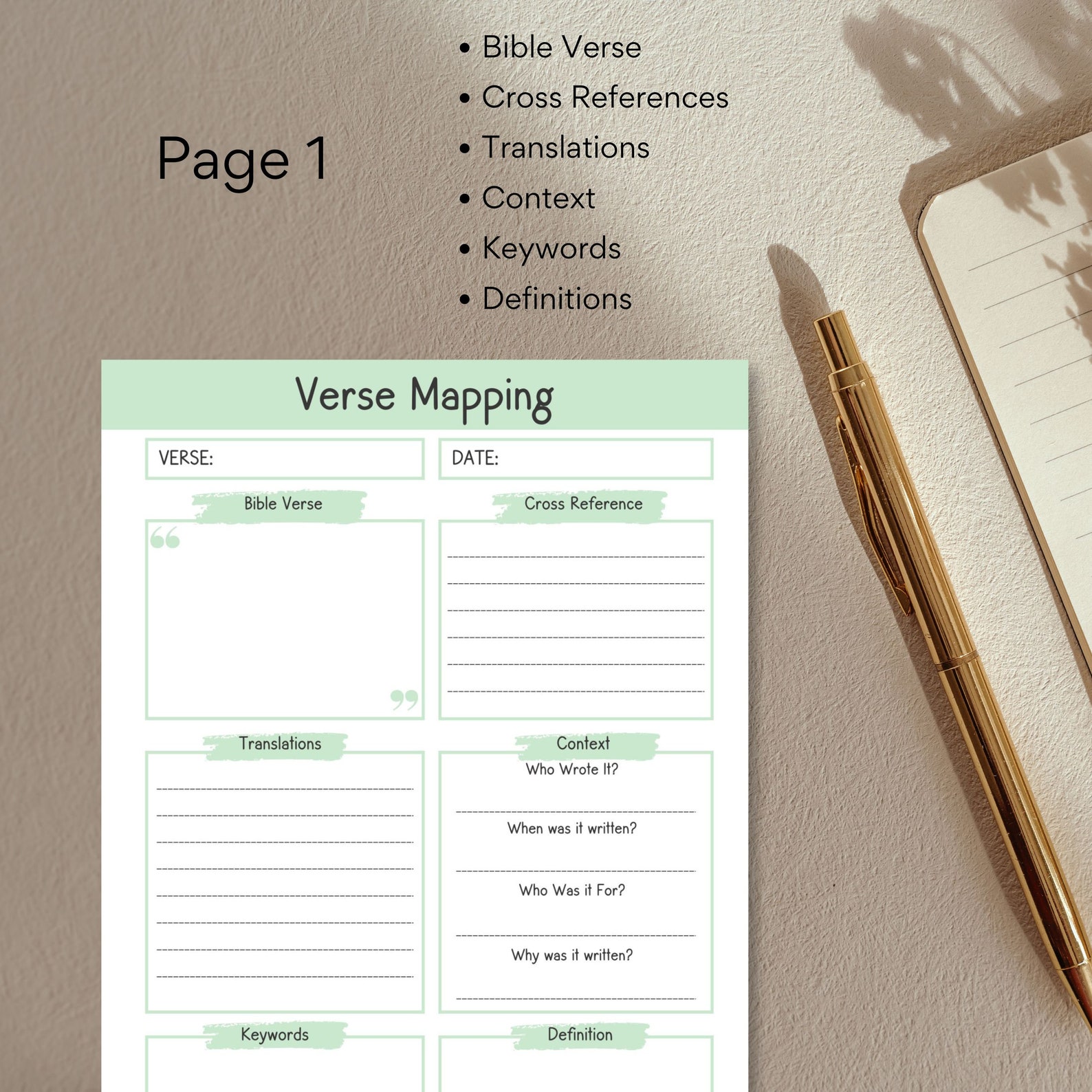 Verse Mapping Bible Study Template In-depth Study Guide Christian ...
